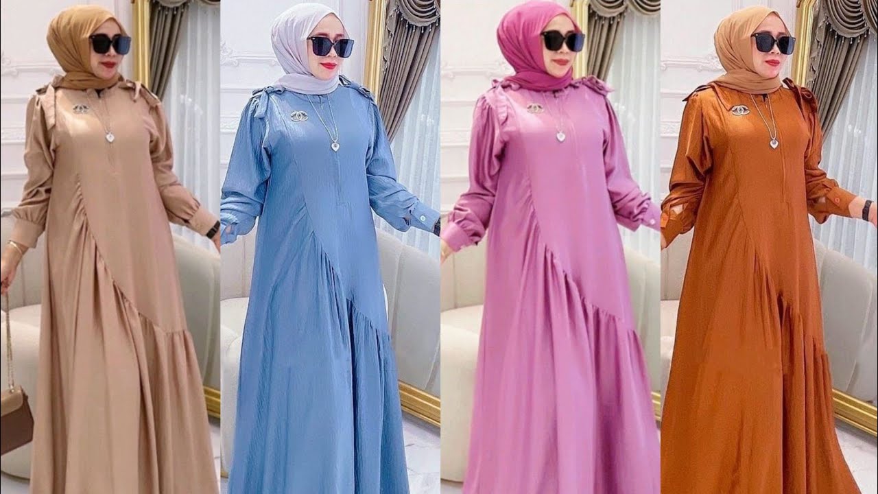 Model gamis jumbo bahan katun bordir simpel dan modis - YouTube