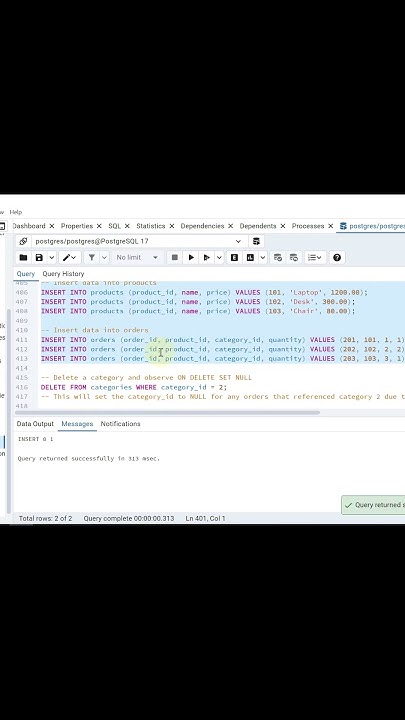 On Delete Set Null In Postgresql Best Postgresql Tutorial Shorts