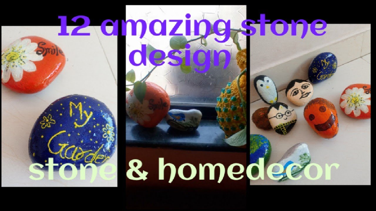 12 amazing stone art// stone decoration ideas// साध्या दगडांचा वापर ...