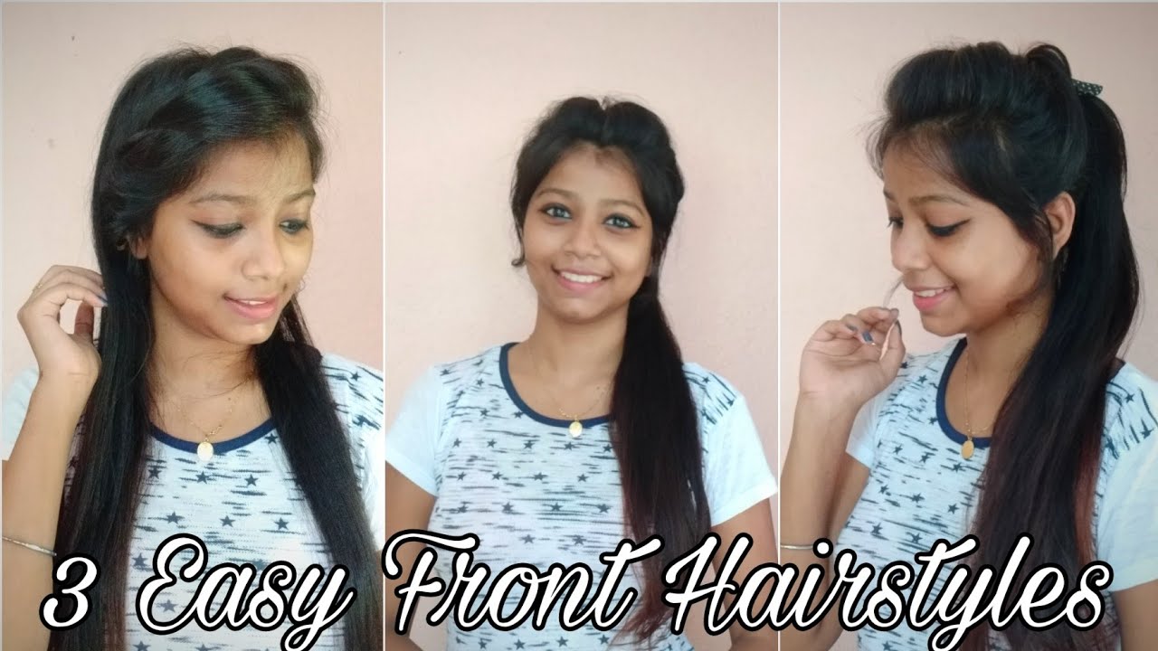 3 Easy Front Hairstyles For Teenage Girls || Simple Hairstyles For ...