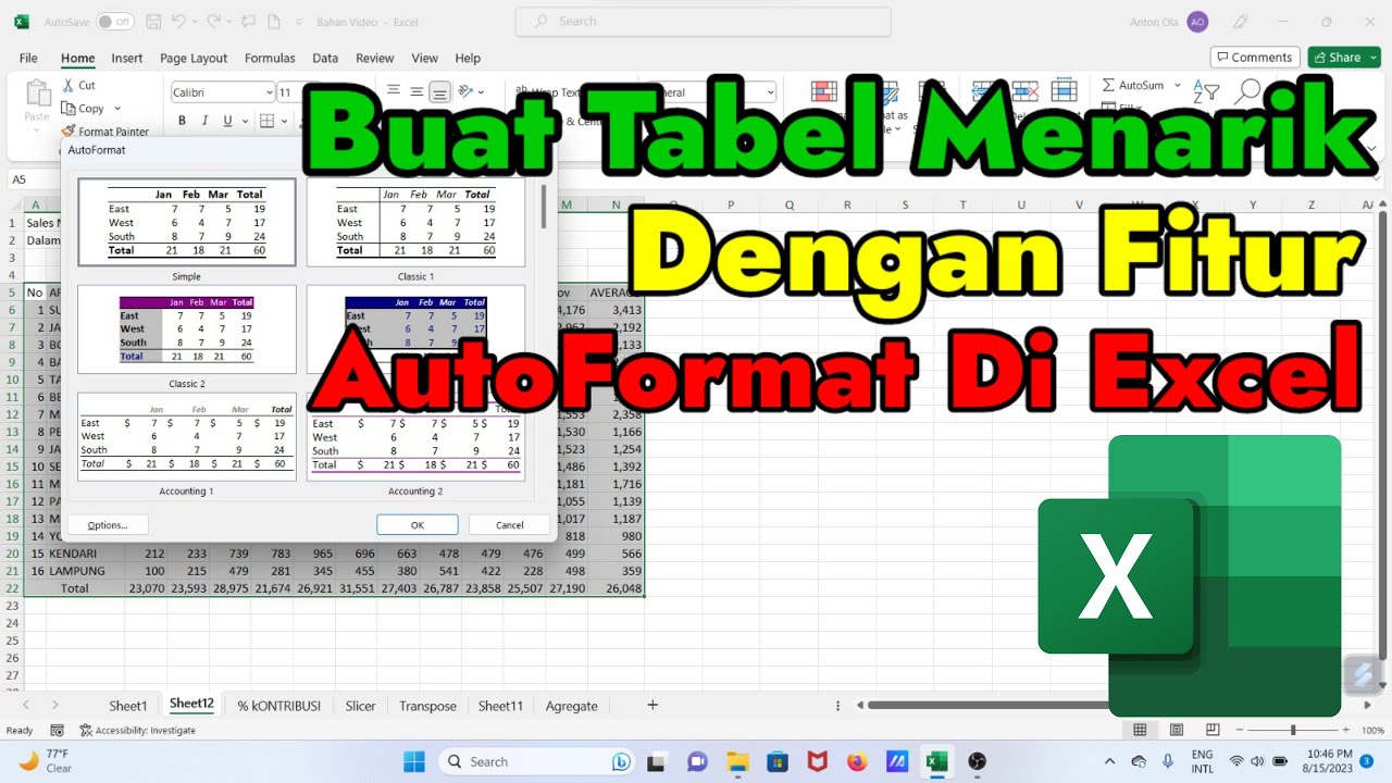 Cara Mudah dan Cepat Buat Tabel Menarik dengan Fitur Auto Format di ...