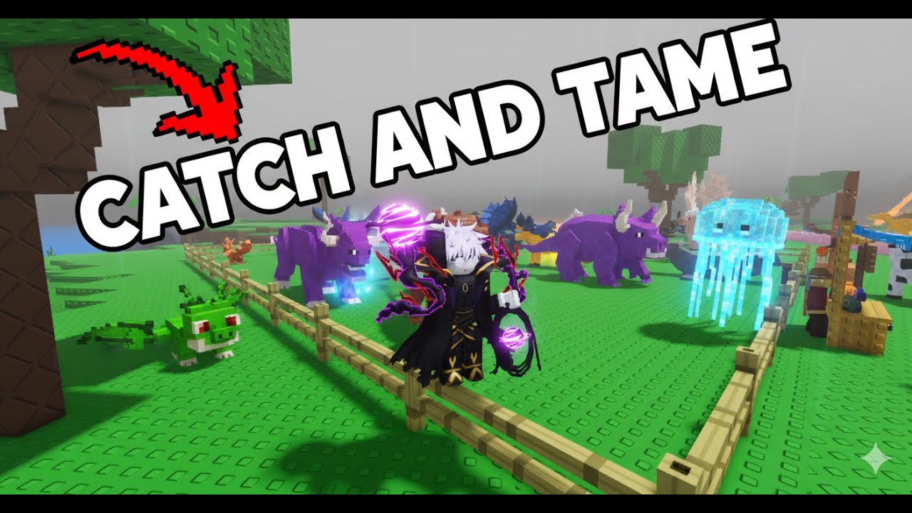 Caught and tamed animals in Roblox catch and tame - YouTube