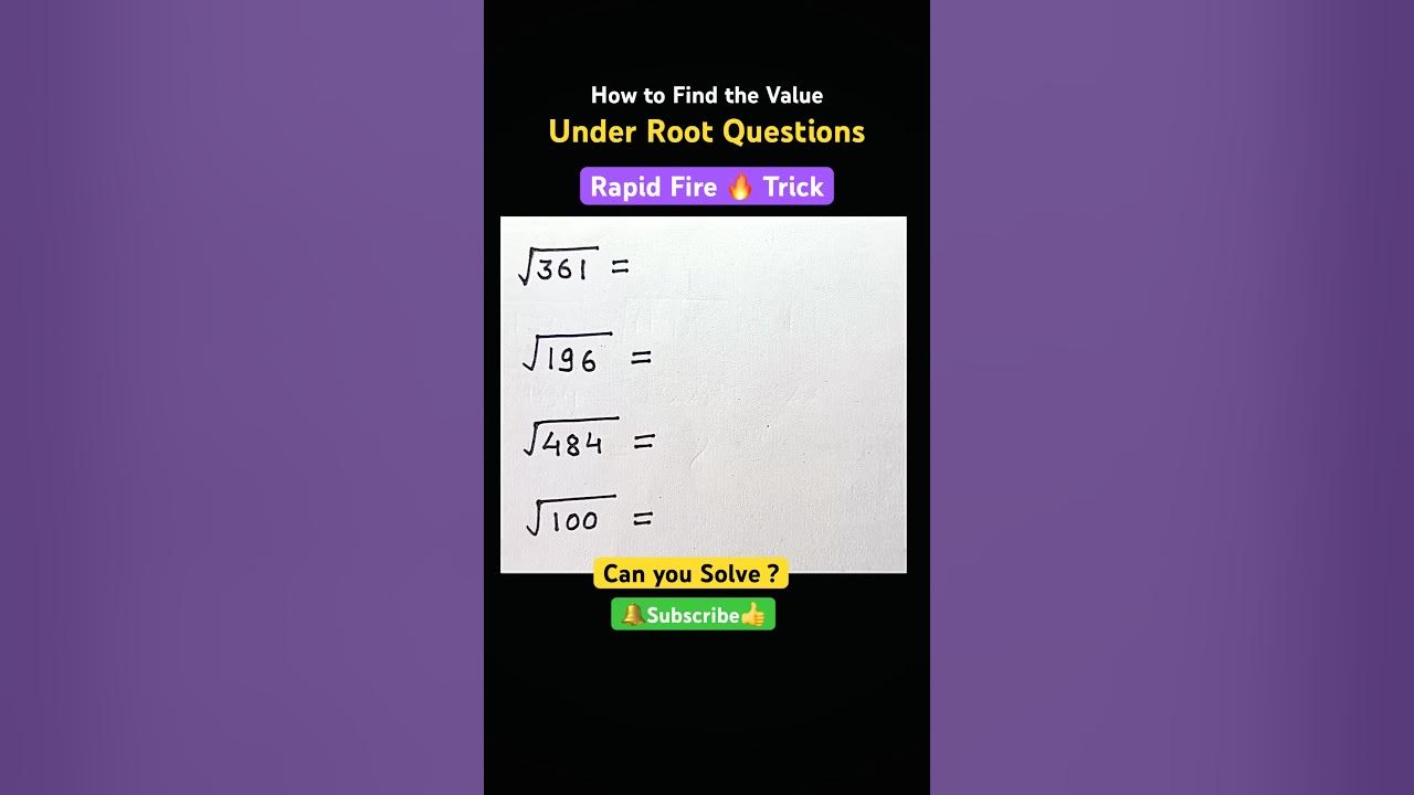 Tricks to find square root of any number ! How to Solve Under Root ...