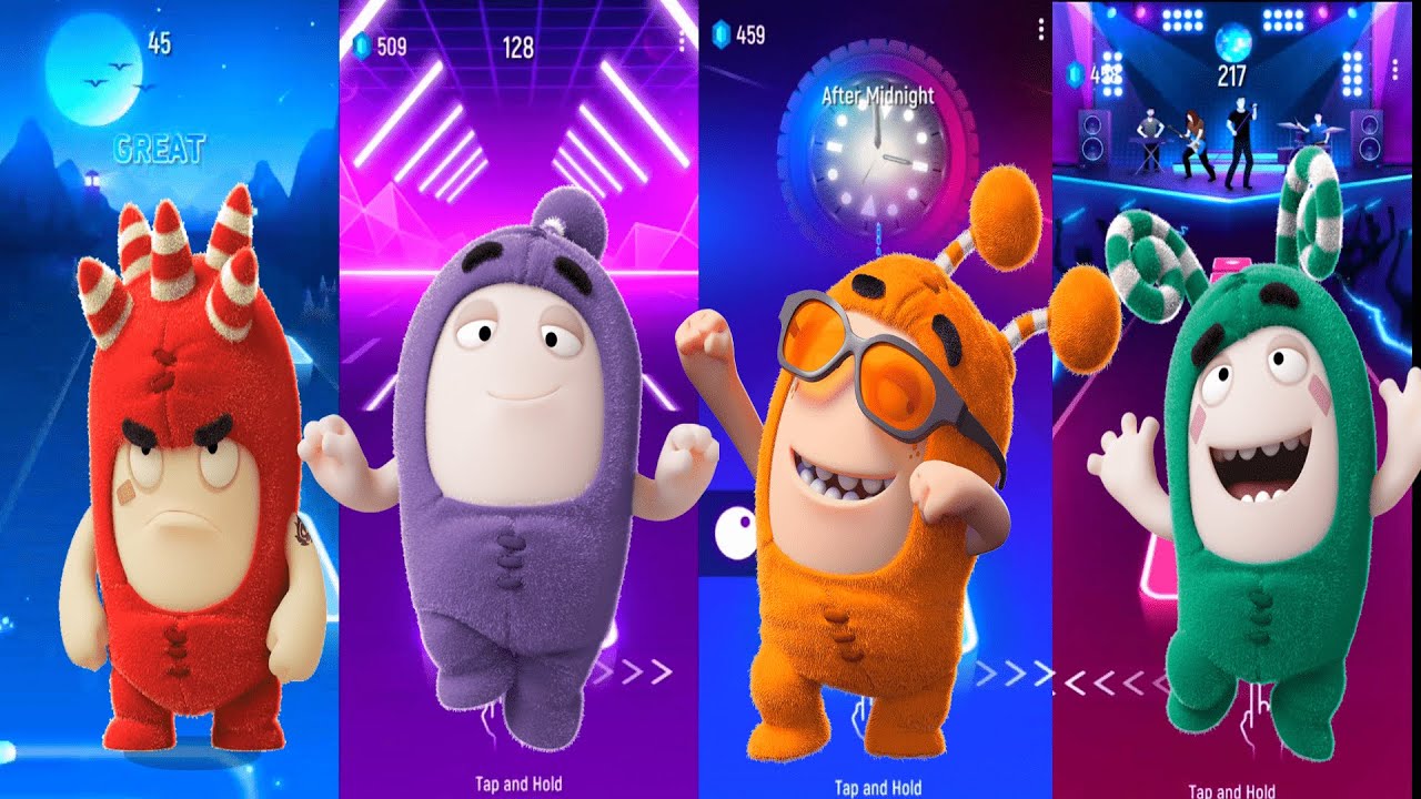 Oddbods Family : Fuse vs Jeff vs Slick vs Zee | Tiles Hop EDM Rush ️ ️ ...