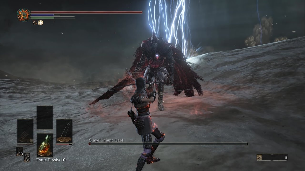 Dark Souls 3 - Mercenary (Bow Only) Boss Fight #27 - Slave Knight Gael ...