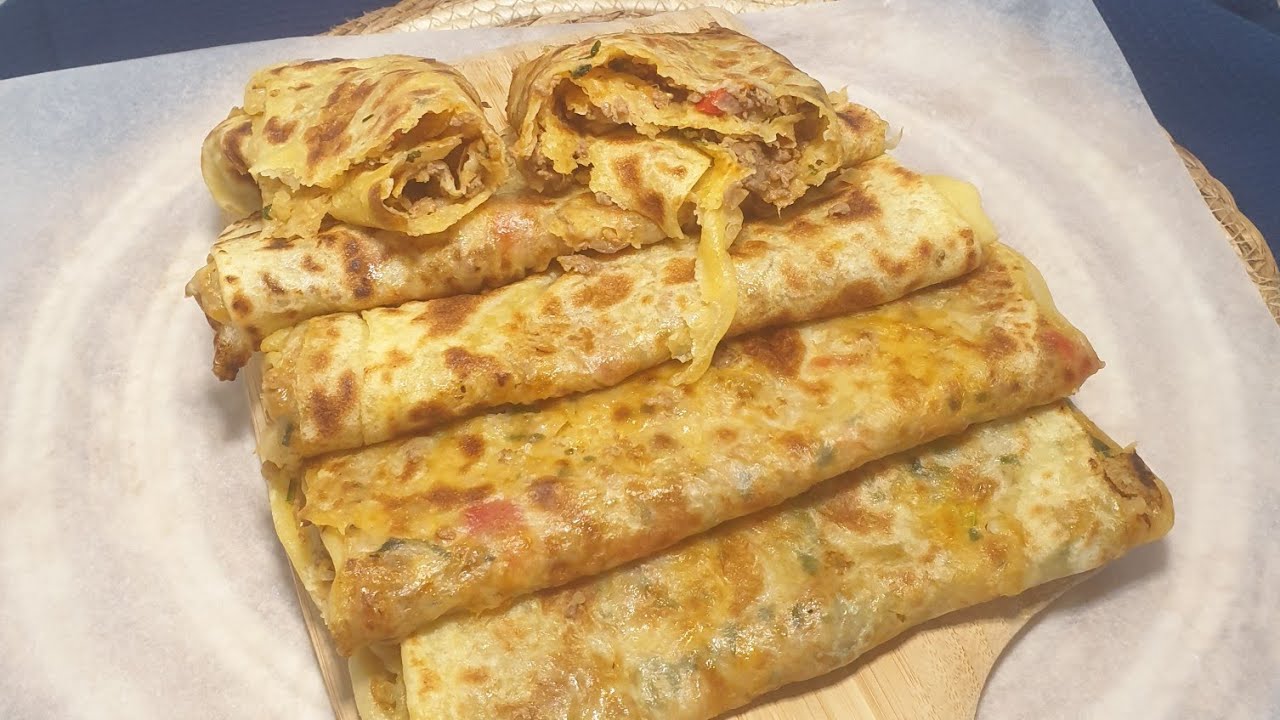 Msemen farci à la viande haché( kefta) facile مسمن معمر بلكفتة نجح ...