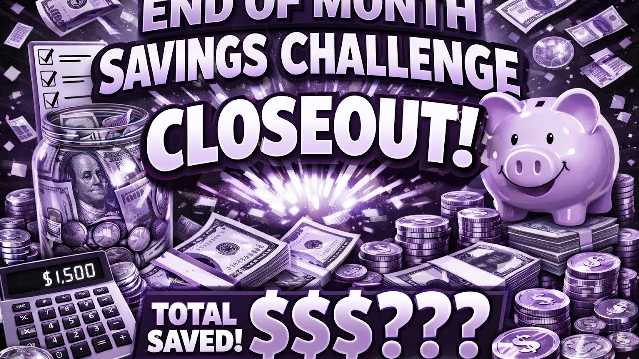 Savings Check-In 💜 End of Month Challenge Closeout - YouTube