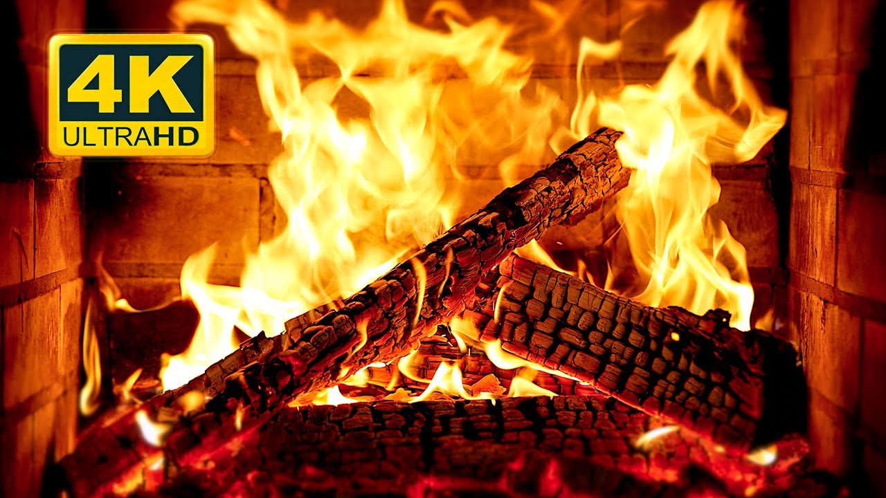 🔥 FIREPLACE Ultra HD 4K. Fireplace with Crackling Fire Sounds ...