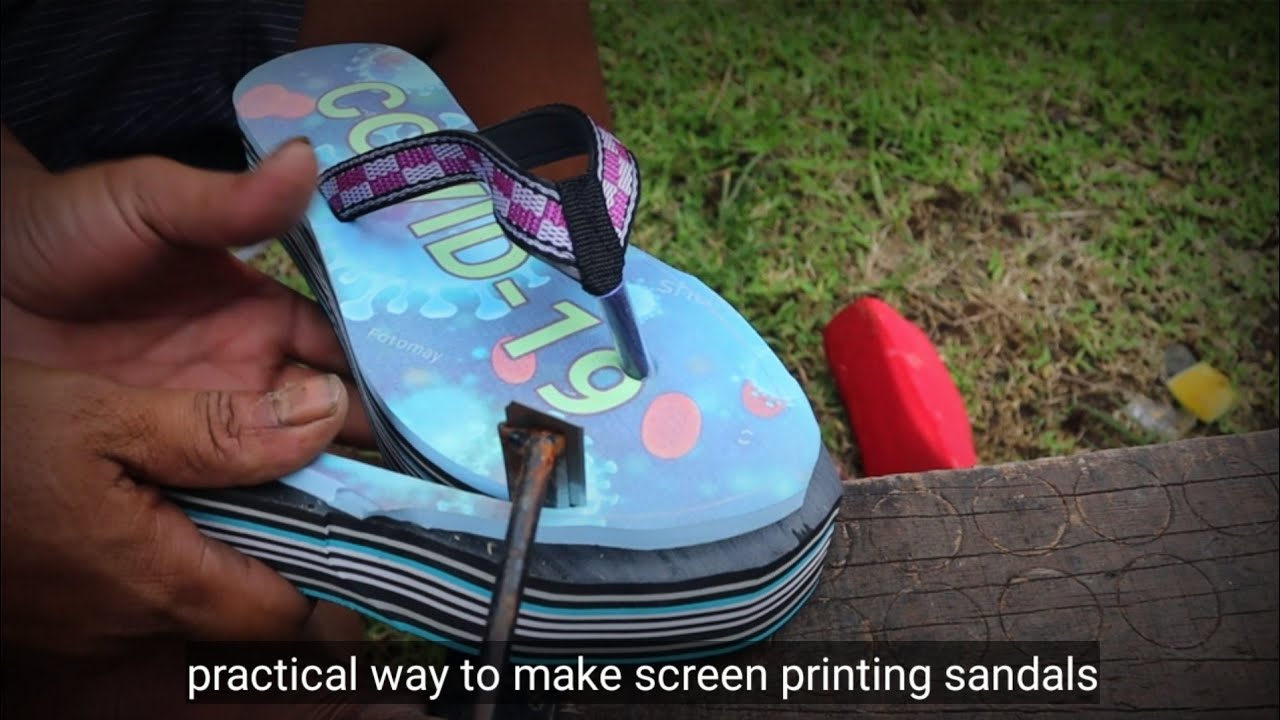 The process of making screen printing sandals - YouTube
