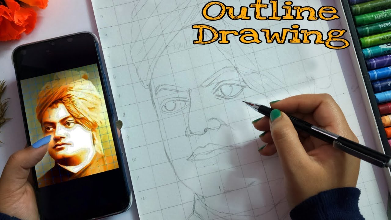 how to draw swami vivekananda easy step by step, outline drawing - YouTube
