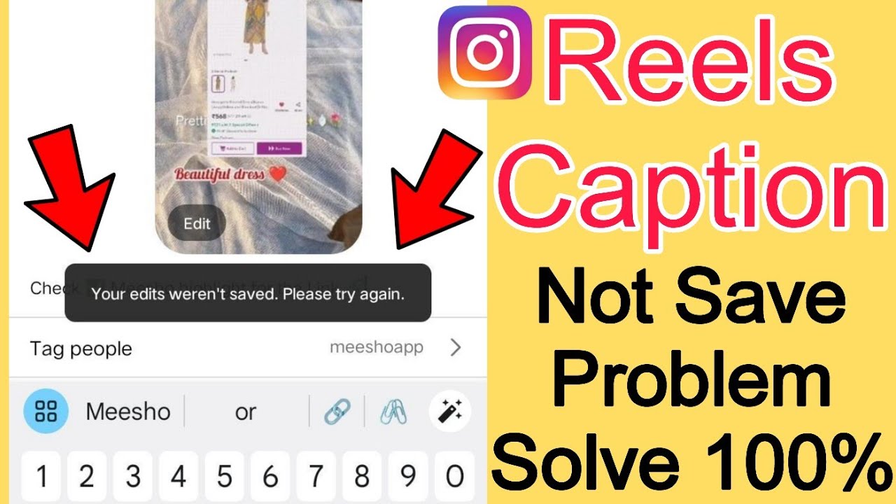 instagram reels caption not save problem | reels your edits weren't saved please try again - YouTube