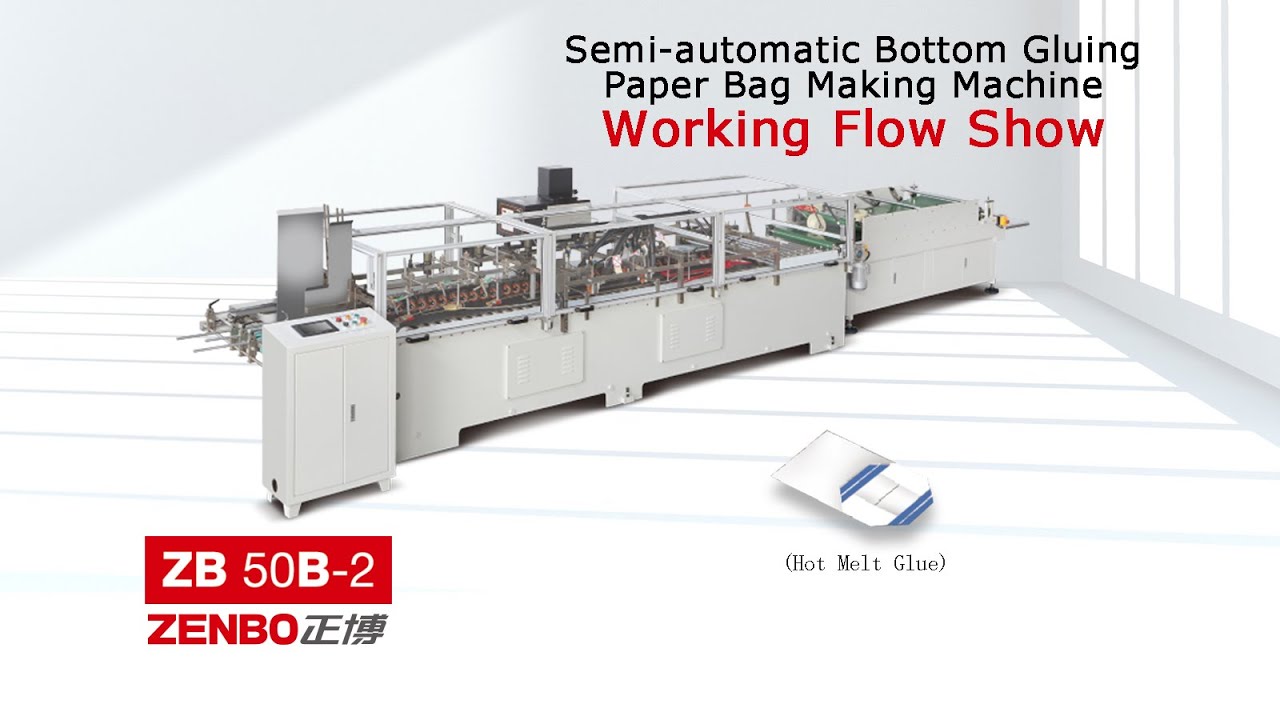 Sheet-feeding Paper Bag Bottom Gluing Machine 50B-2 - YouTube