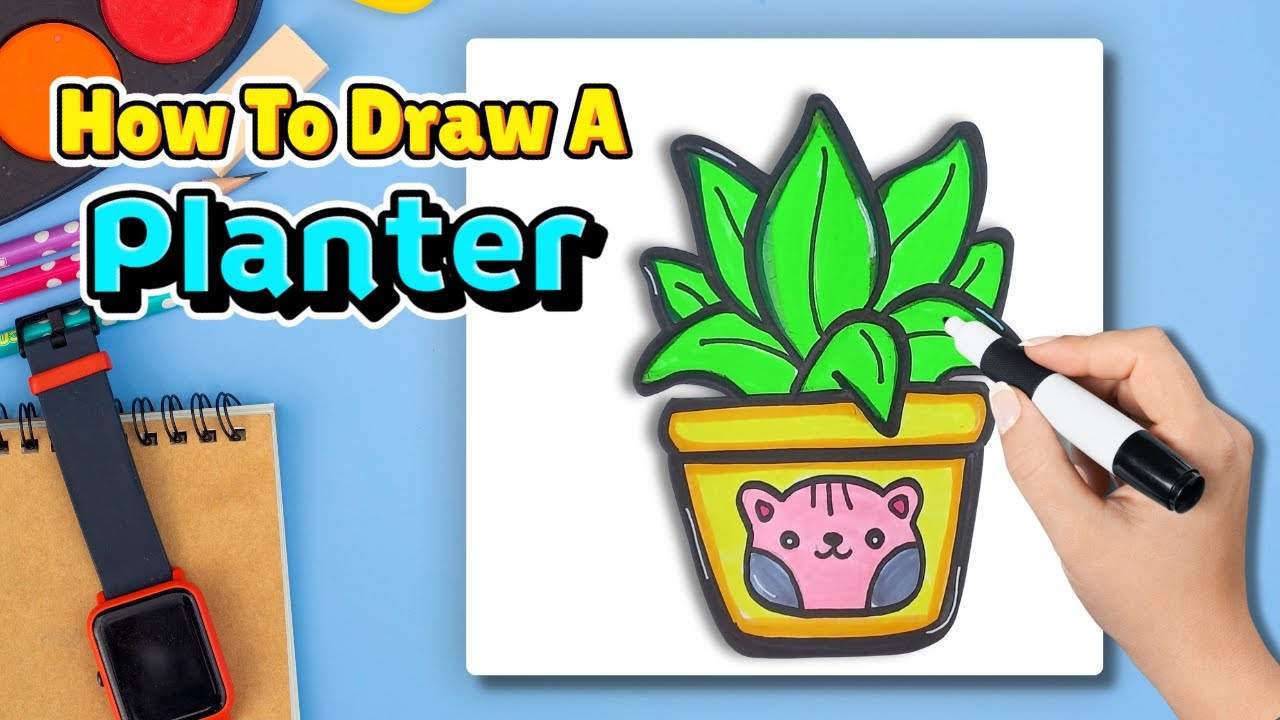 How to Draw a Beautiful Planter? | Simple Plant Pot Drawing Tutorial ...