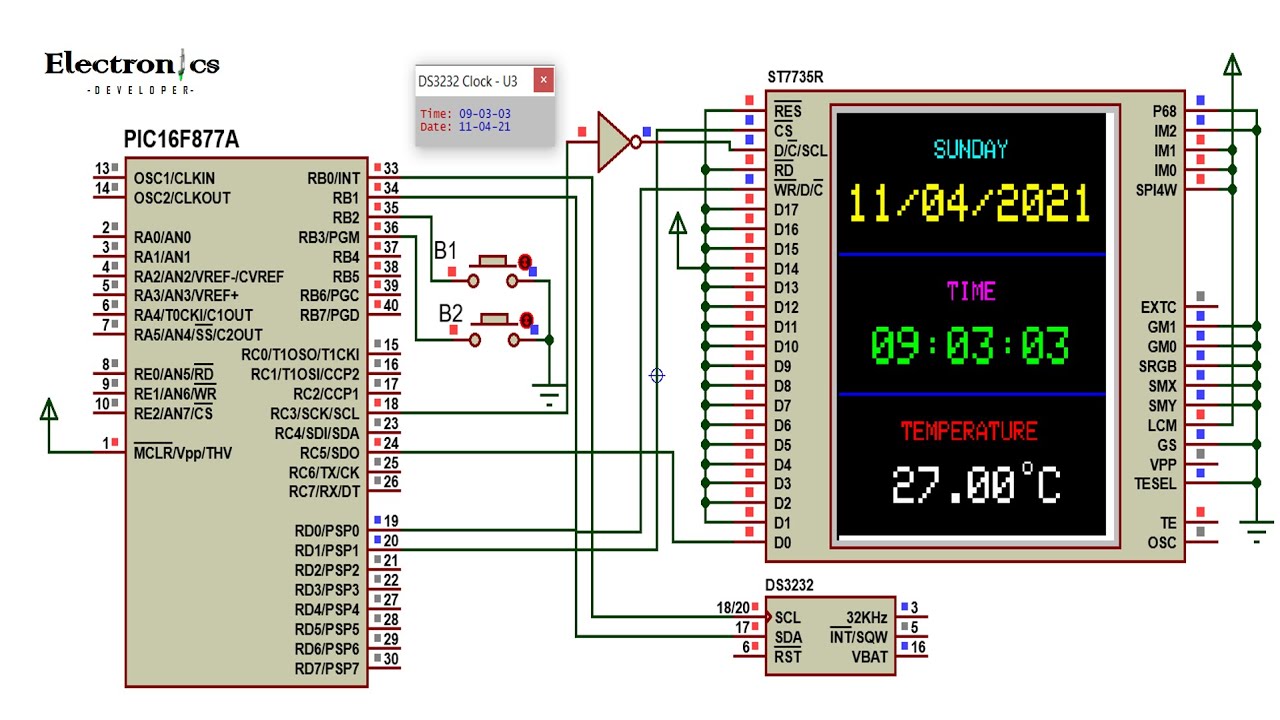 Digital Weather Station | DS3232 RTC and 128×160 TFT With PIC16F877A ...