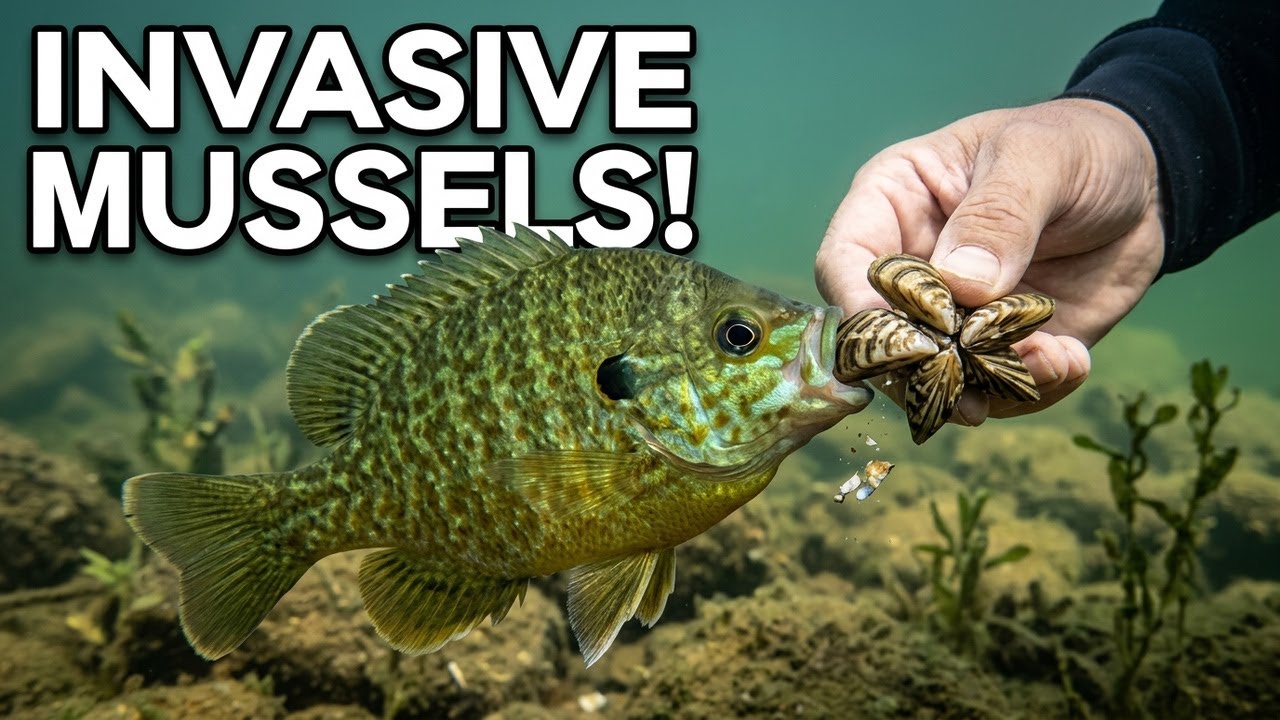 Feeding Invasive Zebra Mussels to Friendly Fish - YouTube