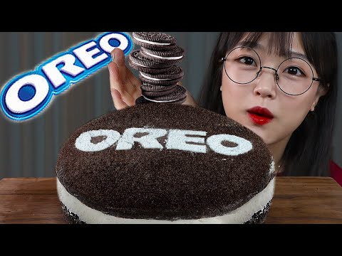 ASMR | SUB | HOMEMADE GIANT OREO CAKE | BAKING & MUKBANG | EATING SOUNDS
