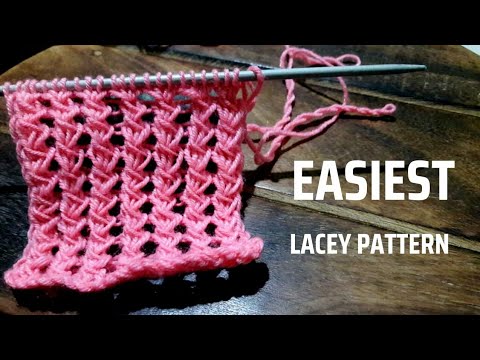 Easiest Lacey pattern. Just 2 rows & get a beautiful design. - YouTube