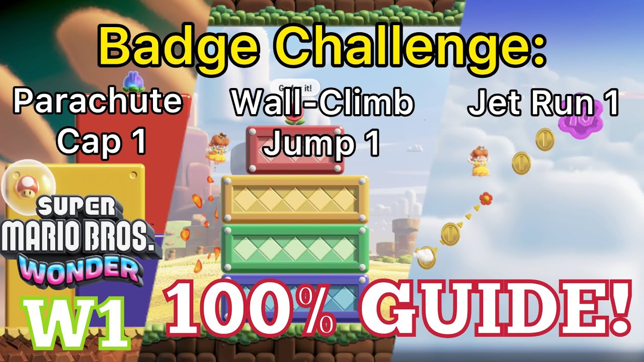 Parachute Cap 1, Wall-Climb Jump 1, and Jet Run 1 100% GUIDE! | Super ...