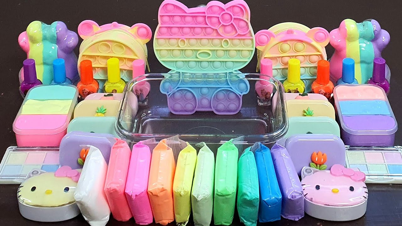 Kitty Slime Mixing Random Into Slime! Satisfying Slime Video ASMR - YouTube