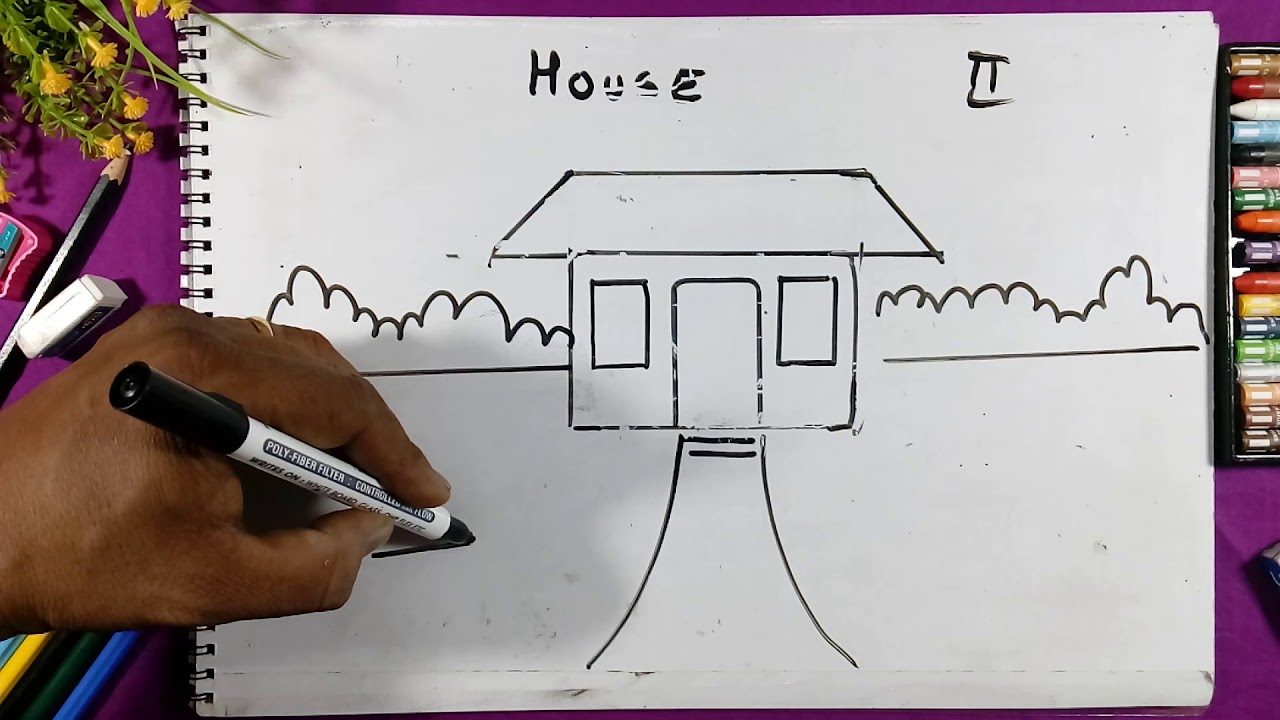 How to draw House - Class 2 Drawing - YouTube