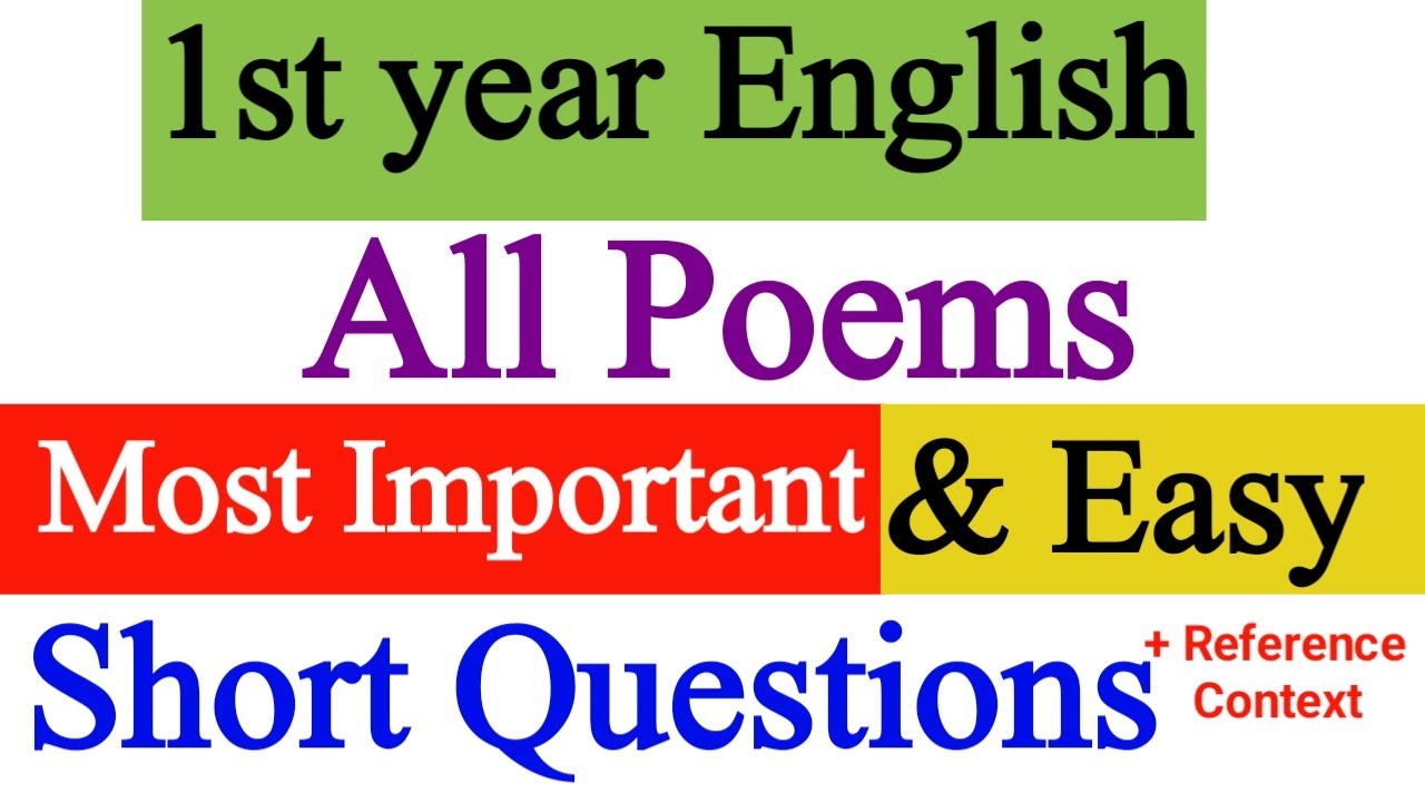 1st year English Book 3 Poems Most important solved Question Guess and ... 1st year English Book 3 Poems Most important solved Question Guess and ...