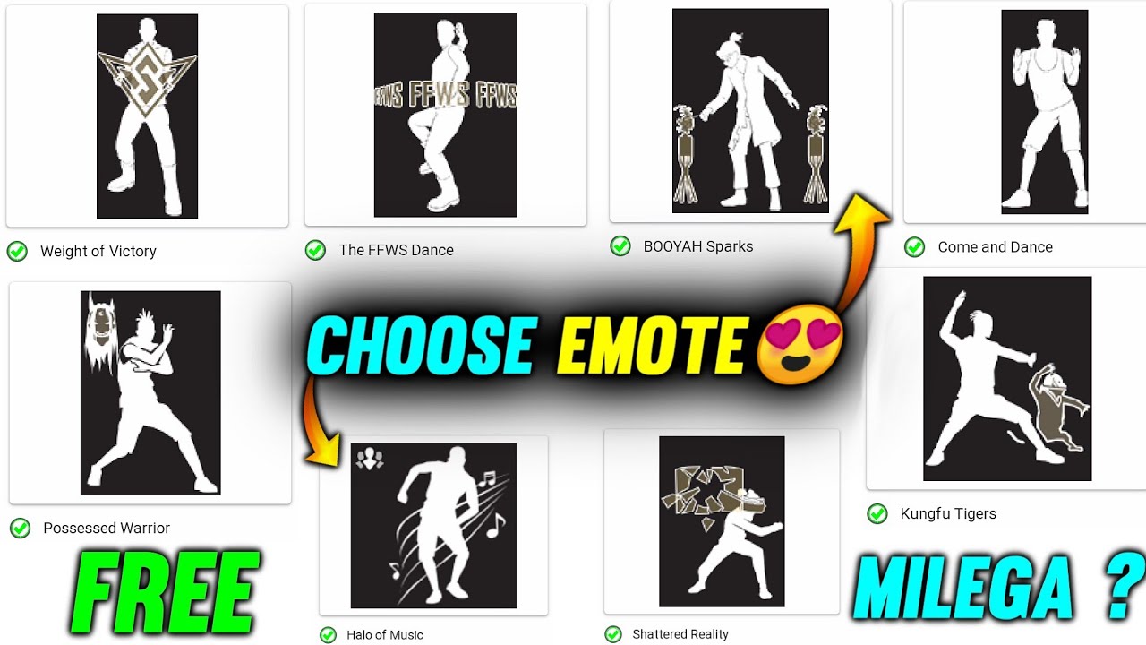 FREE EMOTES SERVE CHOOSE ONE EMOTE 😍 HOW TO GET EMOTE - YouTube