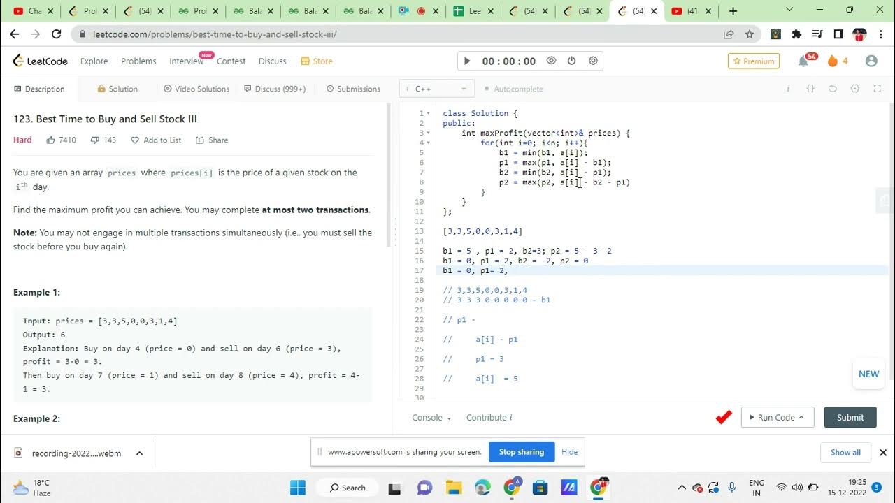 Leetcode 123 Best Time To Buy And Sell Stock Iii Full Explaination Youtube