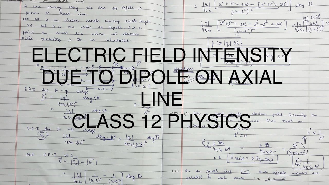ELECTRIC FIELD INTENSITY DUE TO A DIPOLE ON AXIAL LINE | CLASS 12 ...