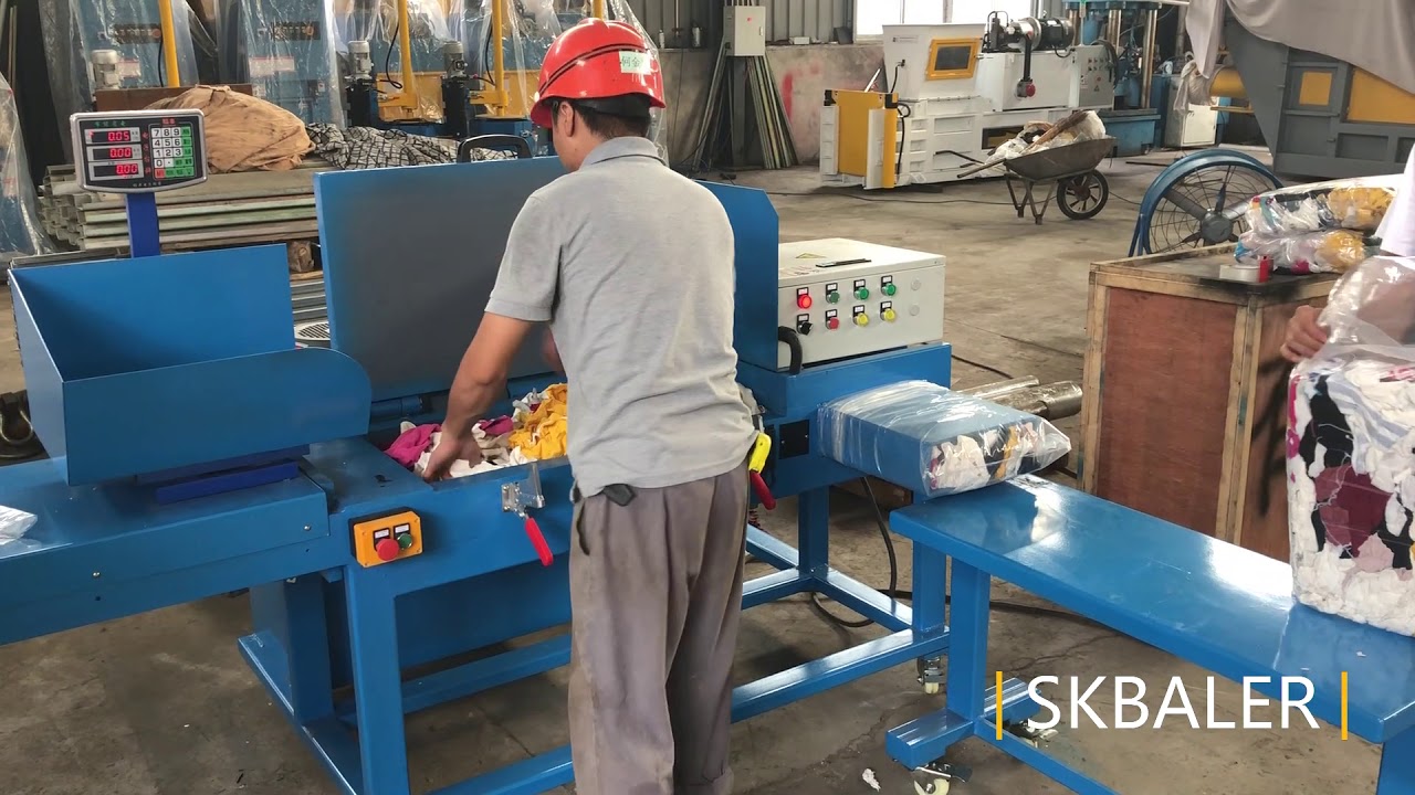 Wiper bagging press, horizontal scale weighing wiping rags baler ...