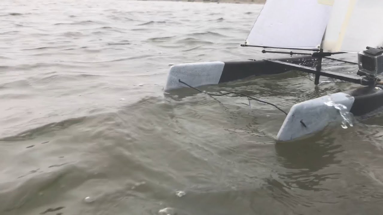 Homemade model catamaran sailboat in a heavy storm (MUST SEE)! - YouTube