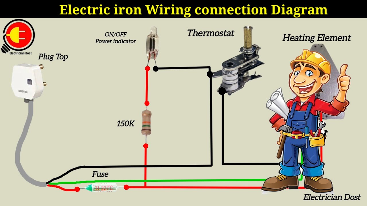 Electric iron wiring Connection Diagram #iron - YouTube