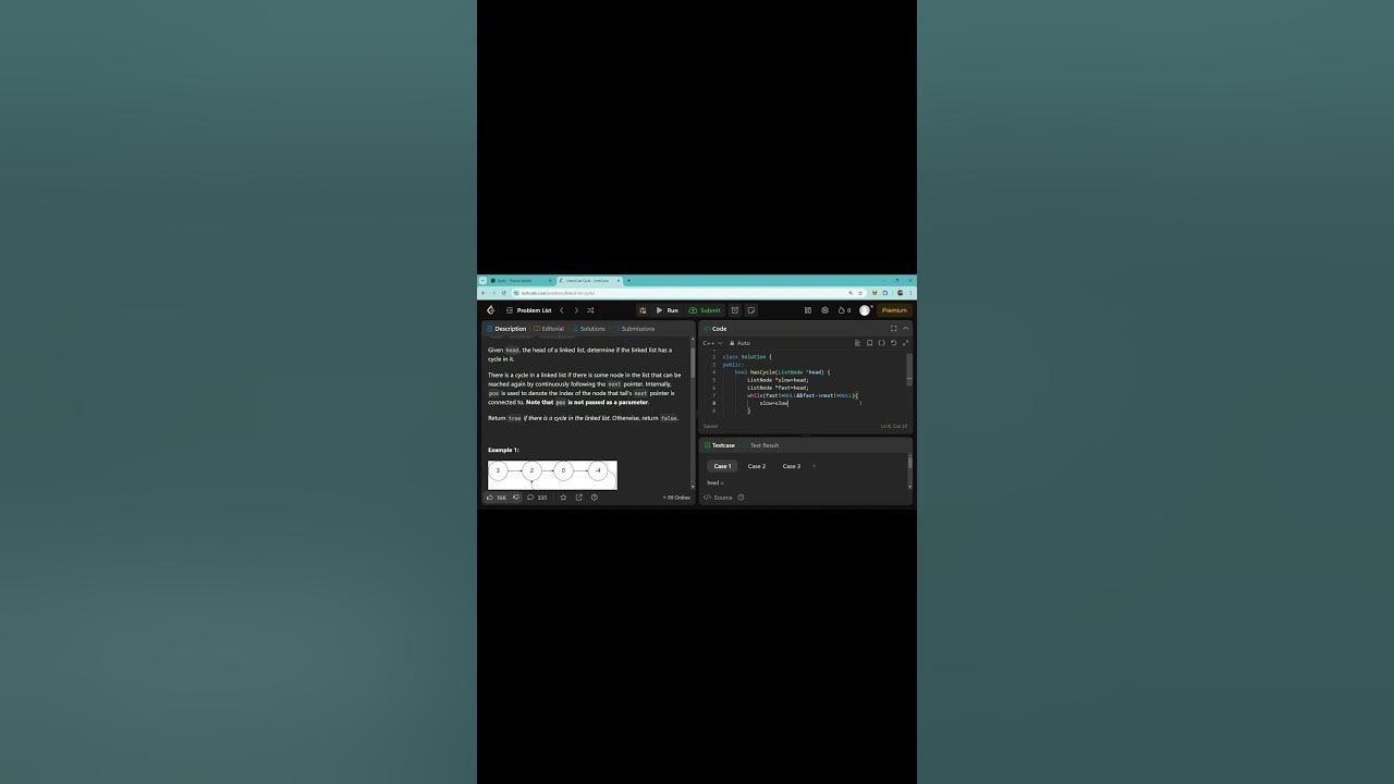 problem solving #datastructures linked list cycle{leetcode}#programming #viralvideo #viralshorts ...