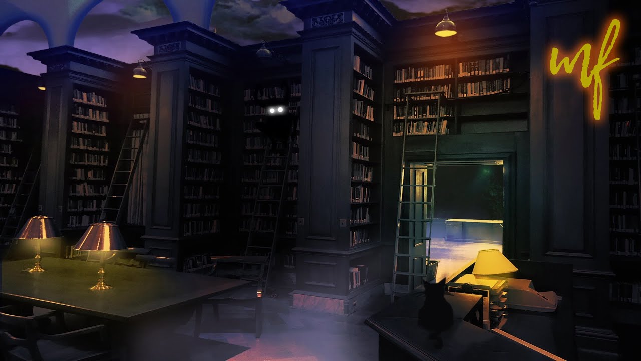 The Strange Library ASMR Ambience (rain, thunder, book, reading sounds ...