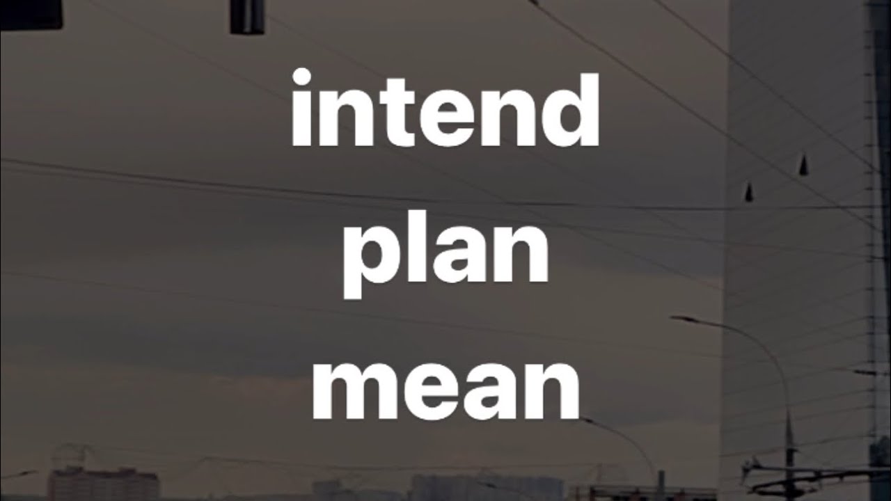 Plan ? Mean? Intend? - YouTube