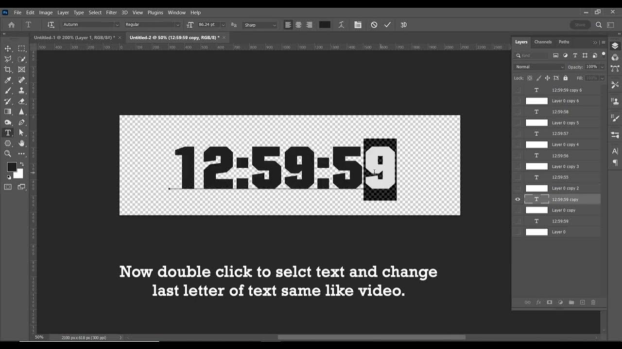 How to create digital clock animation photoshop II Frame animation ...
