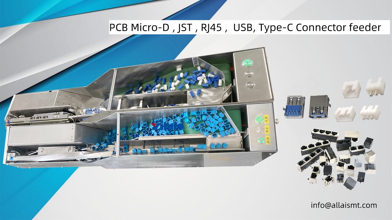 PCB Micro D , JST , RJ45 , USB, Type C Connector feeder - YouTube