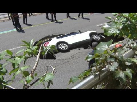 도로에서 갑자기 사라진 SUV...사고 당시 상황은? / YTN 사이언스 - YouTube