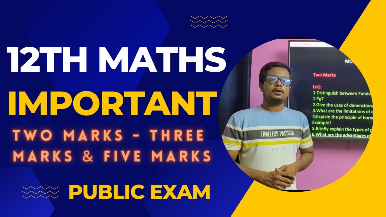 12Th Maths Important 2 Marks ,3 Marks and Five Mark Questions Public ...