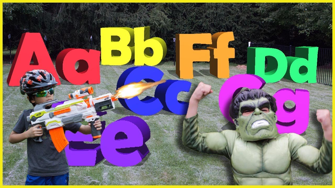 Pretend Play Incredible hulk ABC Letter Alphabets Nerf Blaster - YouTube