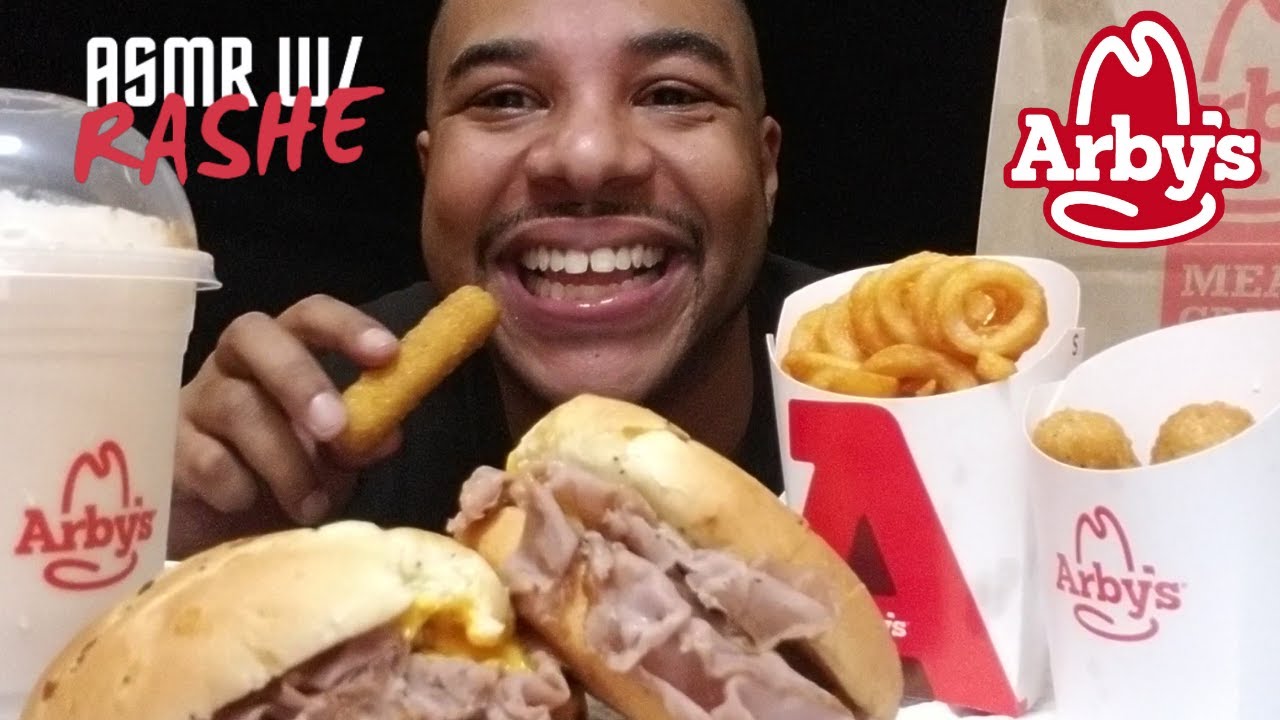 ASMR EATING ARBY'S BEEF 'N CHEDDAR, MOZZARELLA STICKS, CURLY FRIES ...