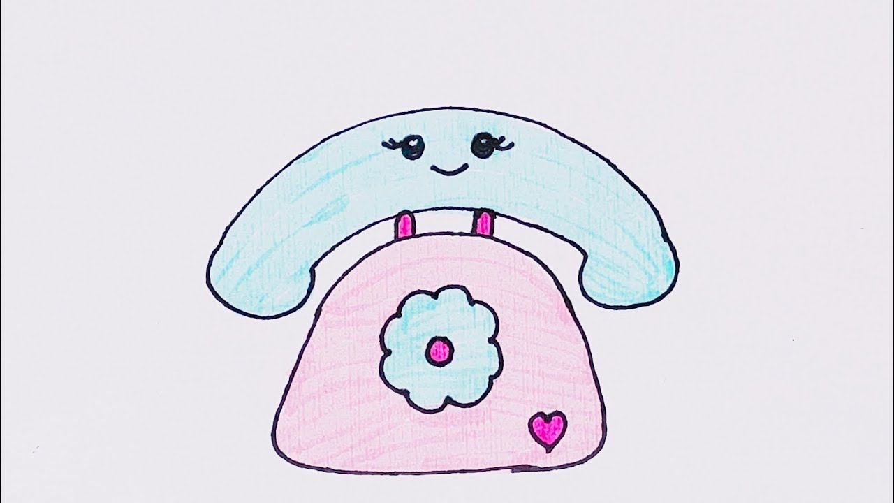 Cute/Easy Telephone Drawing | How to draw a Telephone #cutecartoons ...