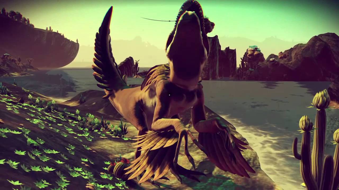 No Man's Sky Feathered T-Rex and biggest creature i found so far - YouTube