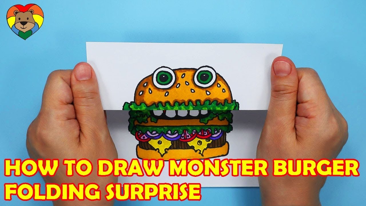 HOW TO DRAW MONSTER BURGER FOLDING SURPRISE - YouTube