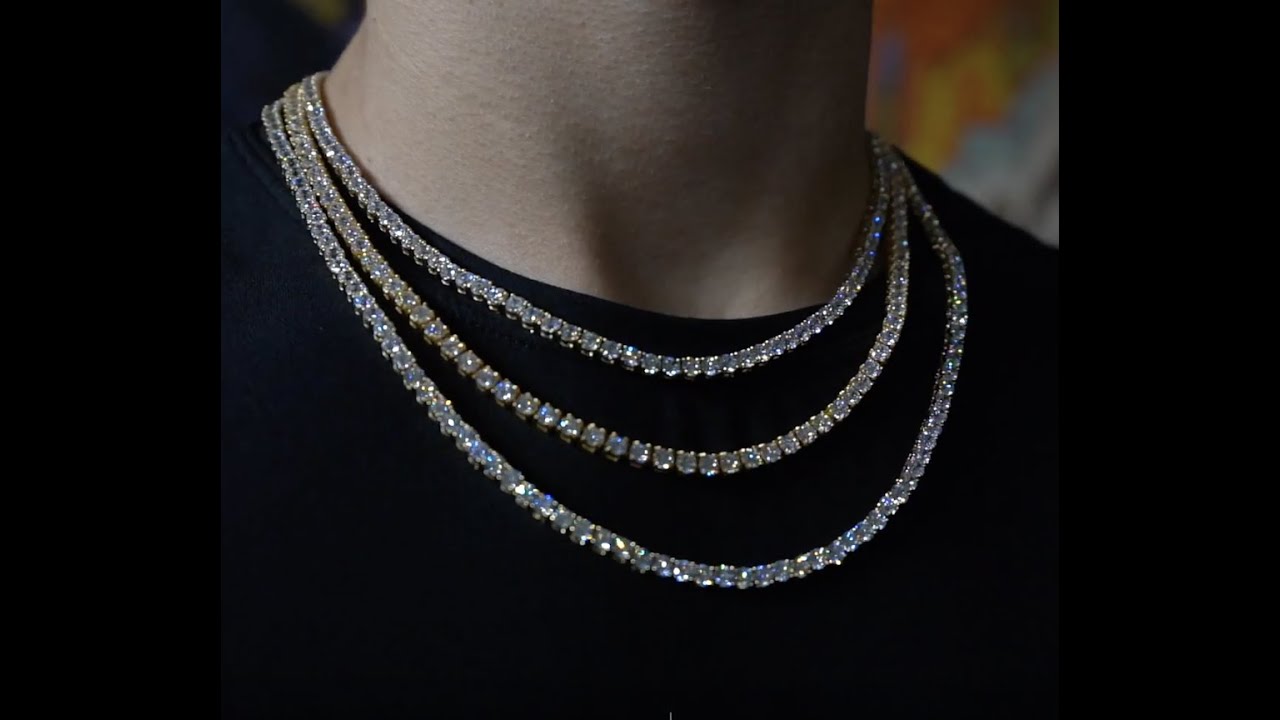 4mm Yellow Gold Signature Tennis Chain - SKRT® - YouTube