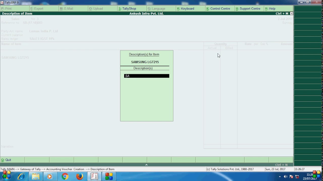 How to Create GST Sales Bill / Tax Invoice In Tally Erp 6.0 - YouTube