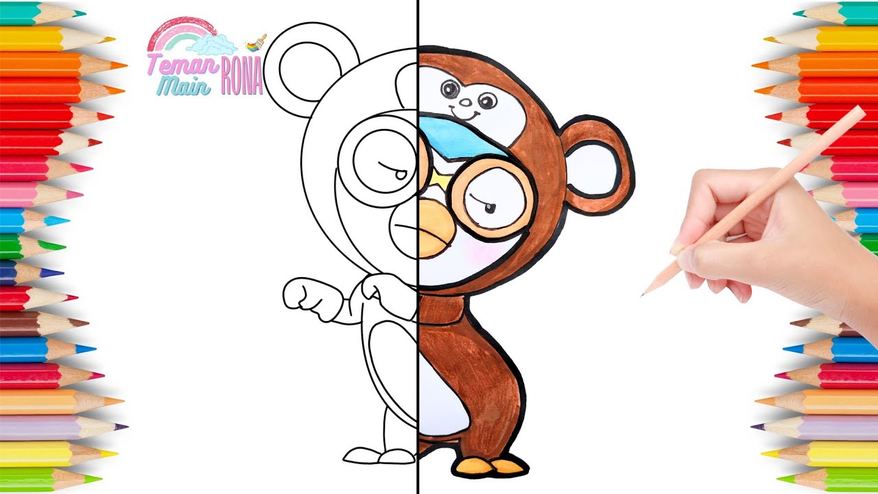 Pororo in a Monkey Costume – Fun Drawing and Coloring - YouTube