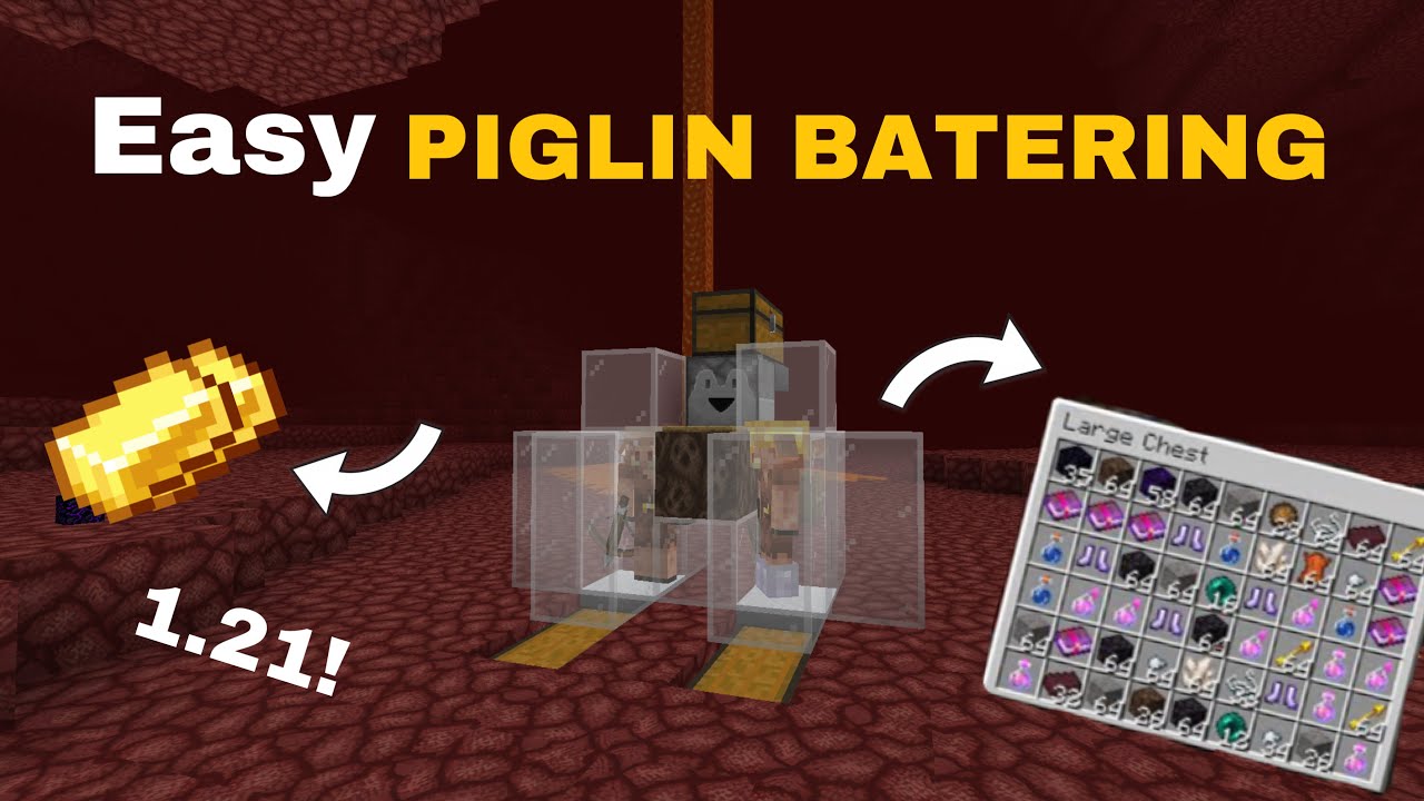 Minecraft 1.21 EASY Piglin Bartering/Trading Farm | 3500 items per hour ...
