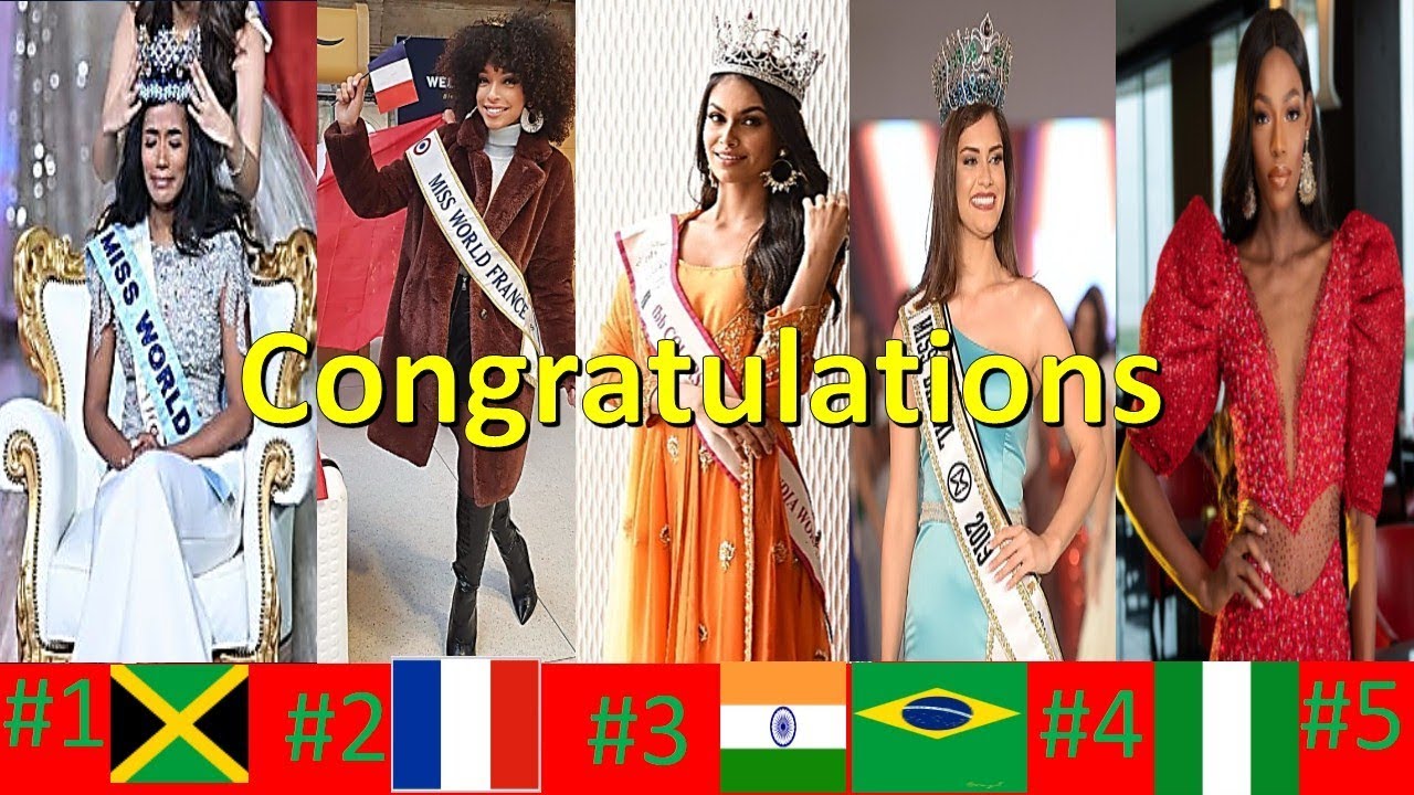 Miss World 2019 top 5 winners - YouTube