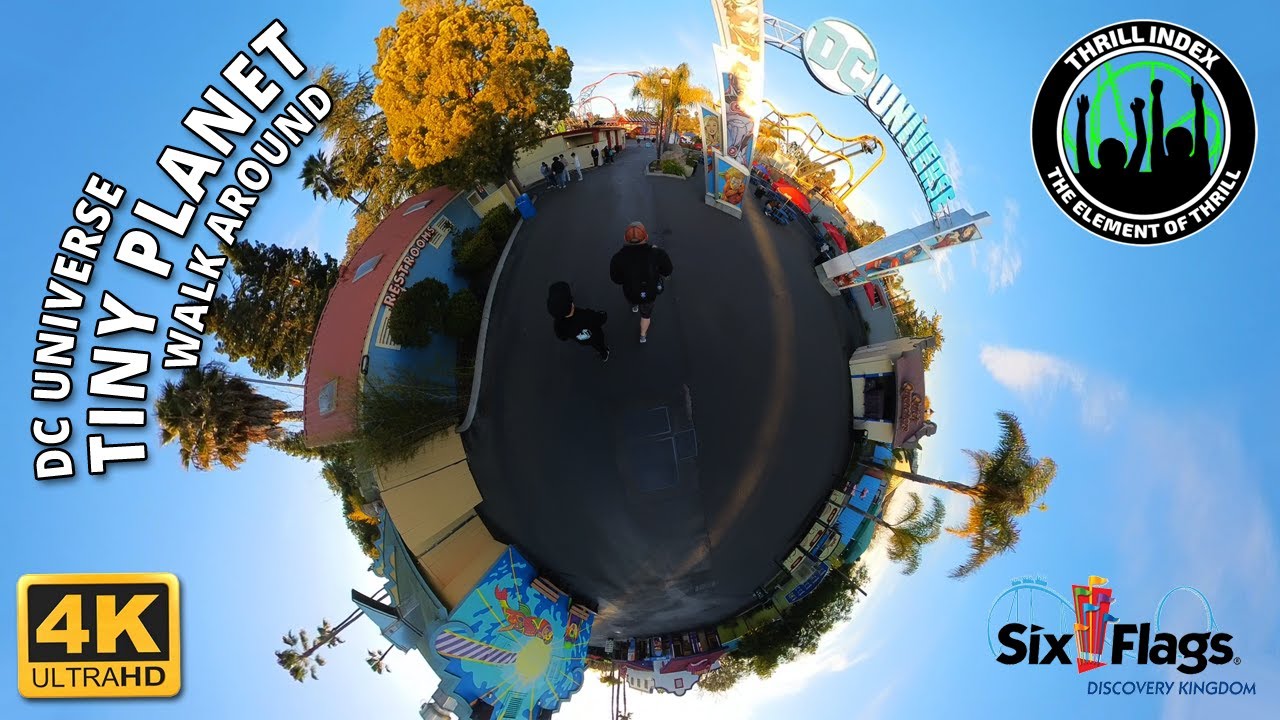 Six Flags Discovery Kingdom - DC Universe - Tiny Planet Theme Park Walk ...