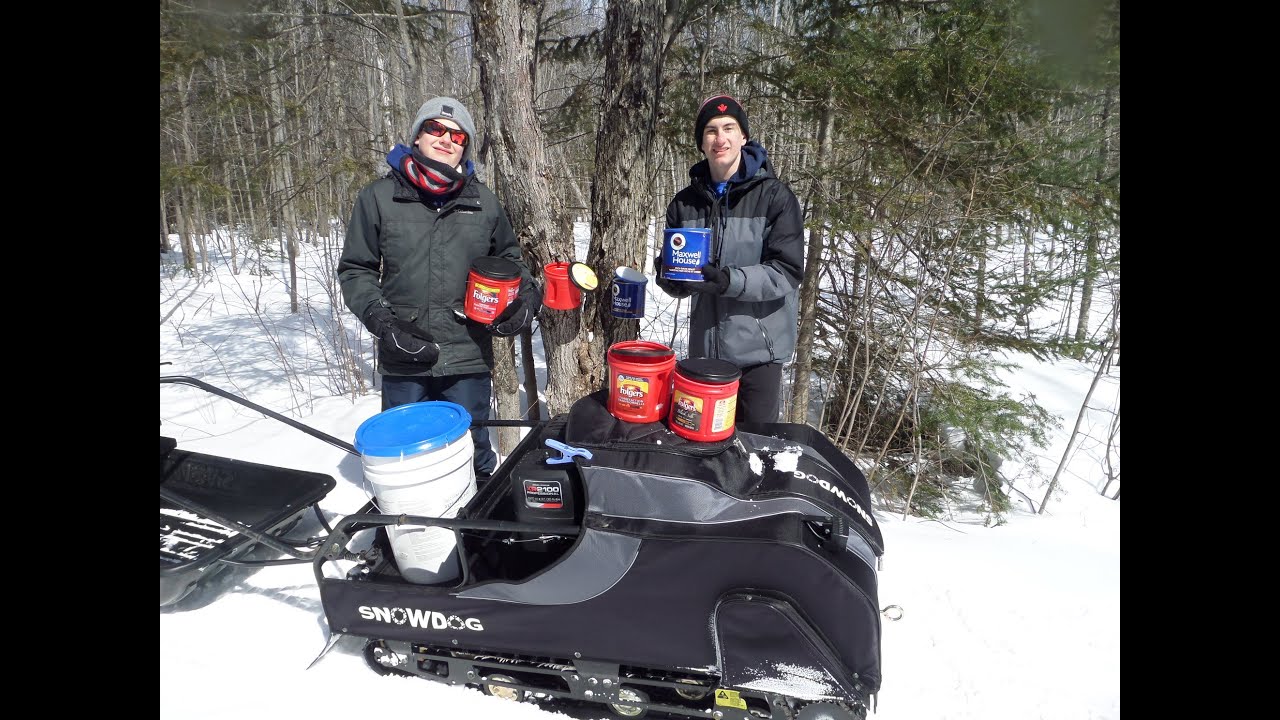 Collecting maple sap on a Snow Dog - YouTube